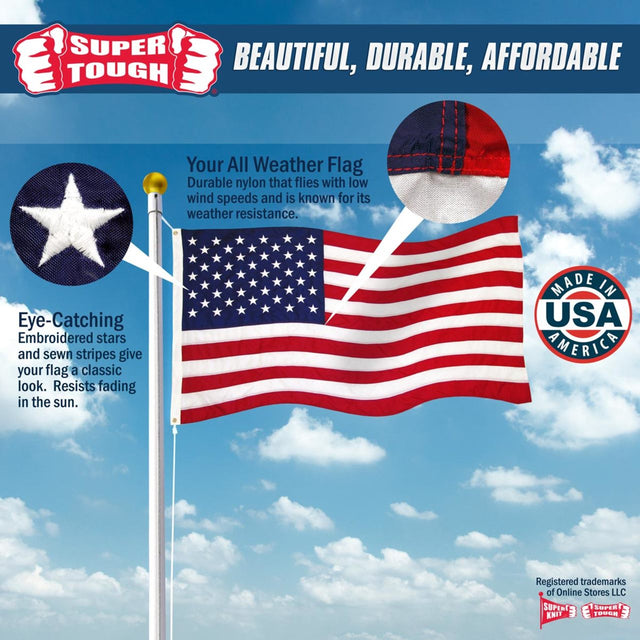 Super Tough 2.5ft x 4ft Nylon US Flag | Made in USA | Fade Resistant ...