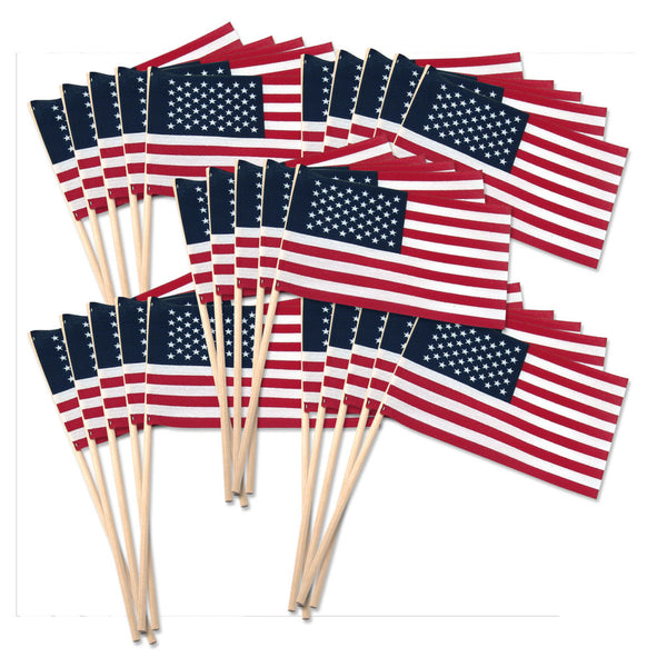 Super Tough 4"x6" Cotton US Stick Flag with No Spear Tip - 25 Pack ...