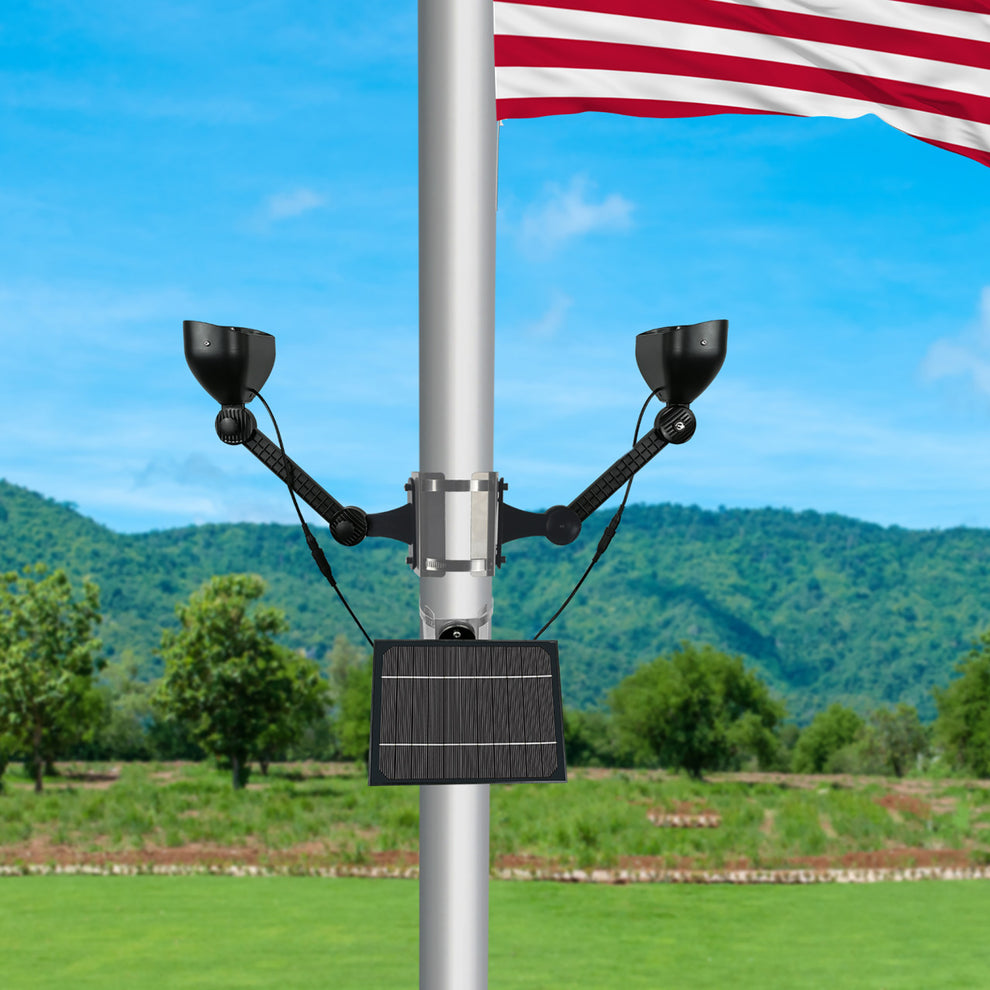 Solar LED Dual-Head Flagpole Light | 640 Lumens | LumeGen – United ...